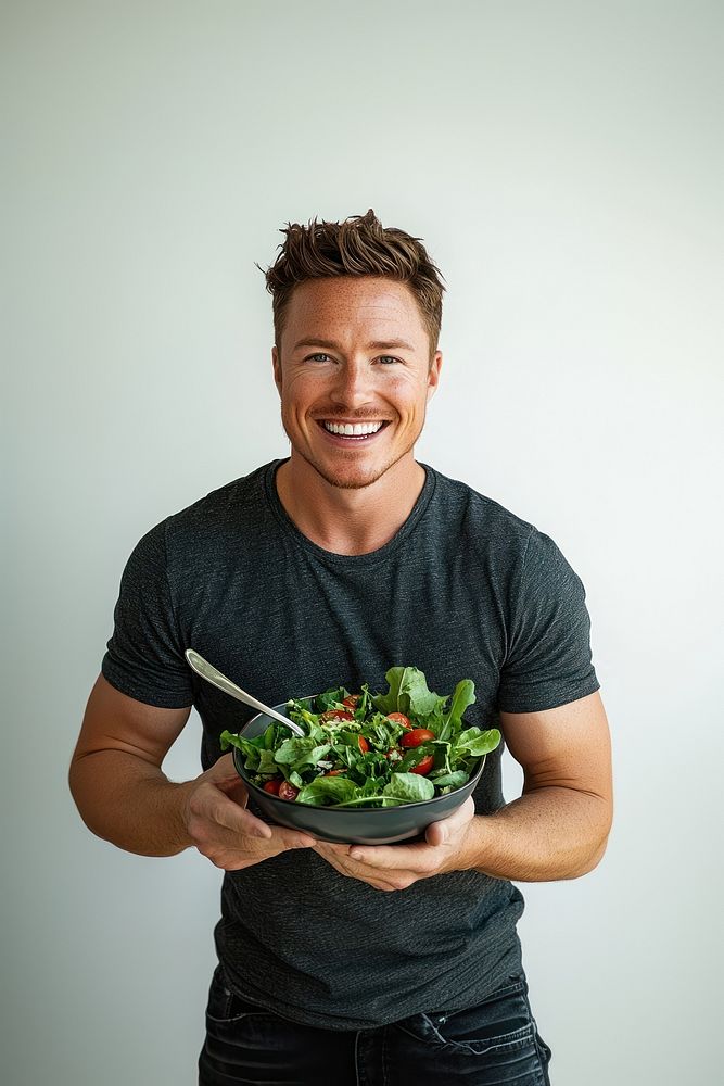 Handsome man bowl smiling eating. | Free Photo - rawpixel