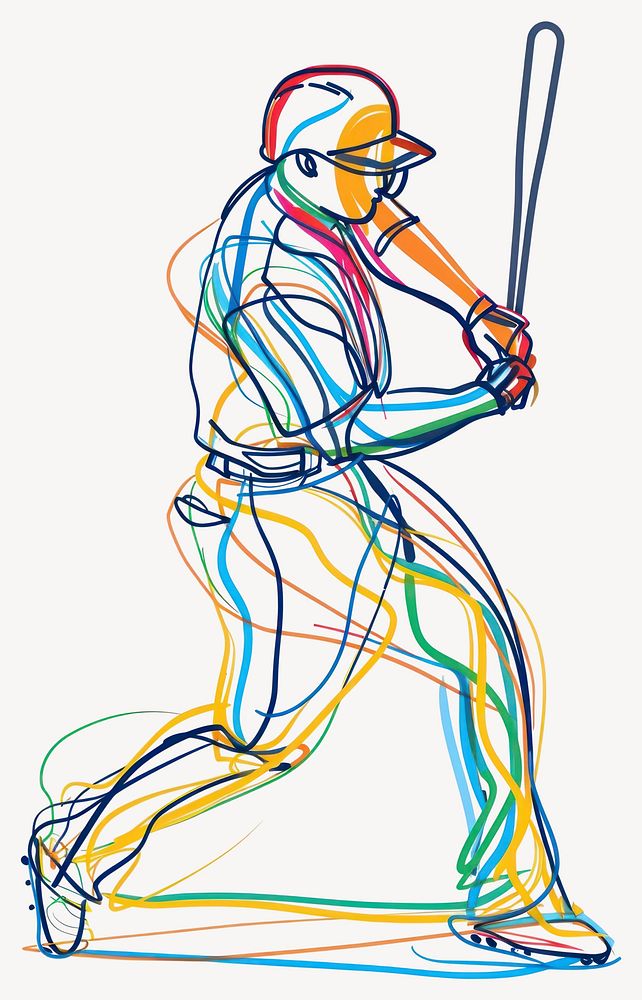 Line drawing baseball player art | Free Vector - rawpixel