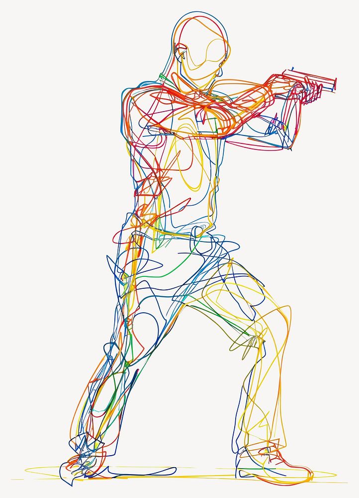 Line drawing shooter player art | Free Vector - rawpixel
