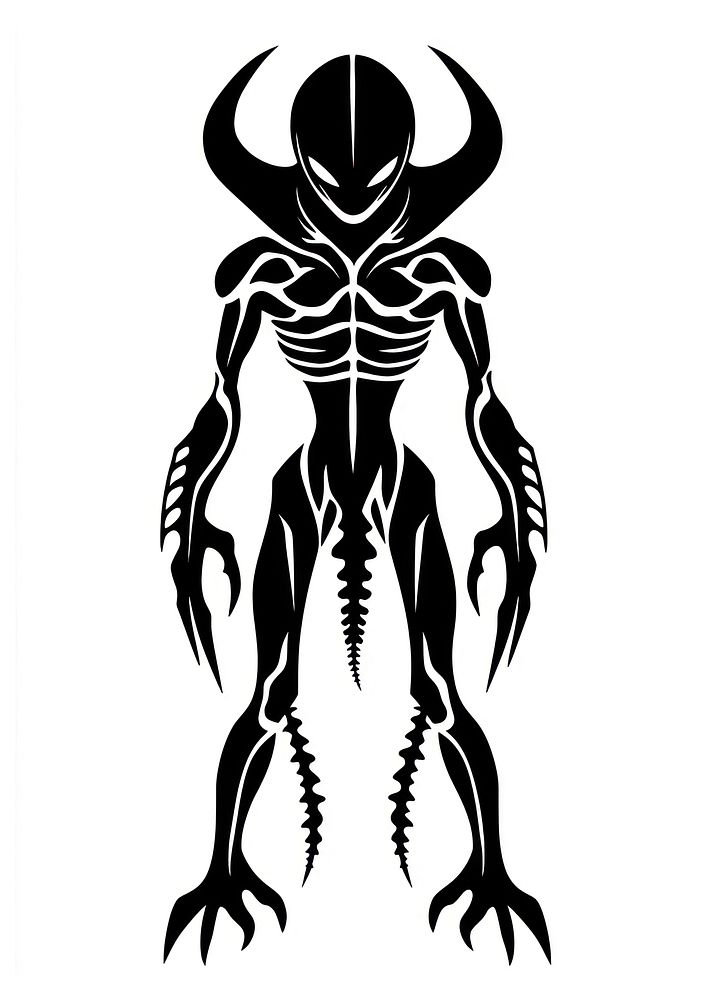 Simple full body alien linear | Free Photo Illustration - rawpixel