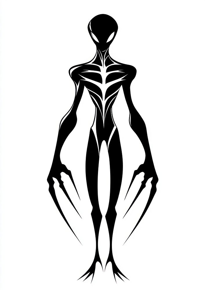 Simple full body alien linear | Free Photo Illustration - rawpixel