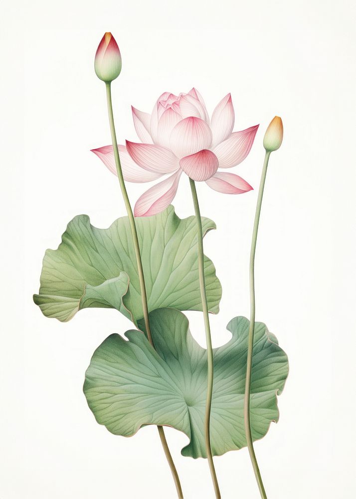 Lotus branch art illustration botanical. | Free Photo Illustration ...
