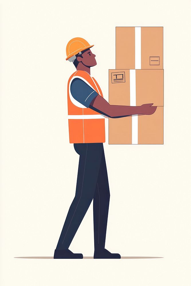 Worker boxes vest cardboard. | Free Photo Illustration - rawpixel
