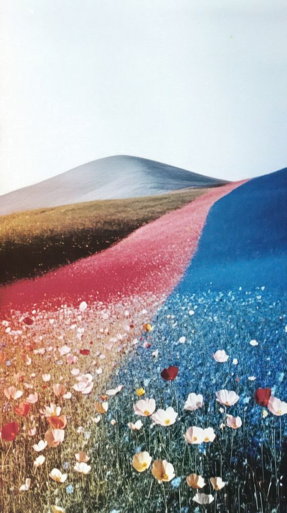 Spring flower hills flowers landscape | Free Photo - rawpixel