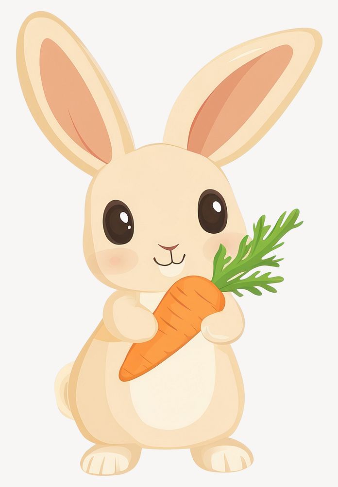 Coral Rabbit Nibbling carrot rabbit | Free Vector - rawpixel