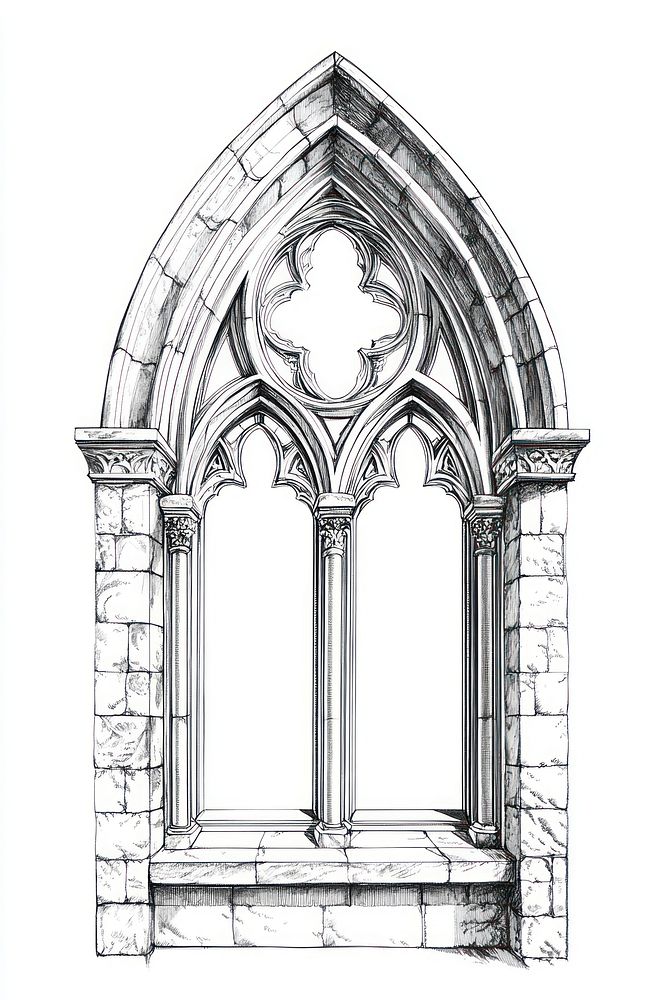 Church window drawing arch architectural. | Free Photo Illustration ...