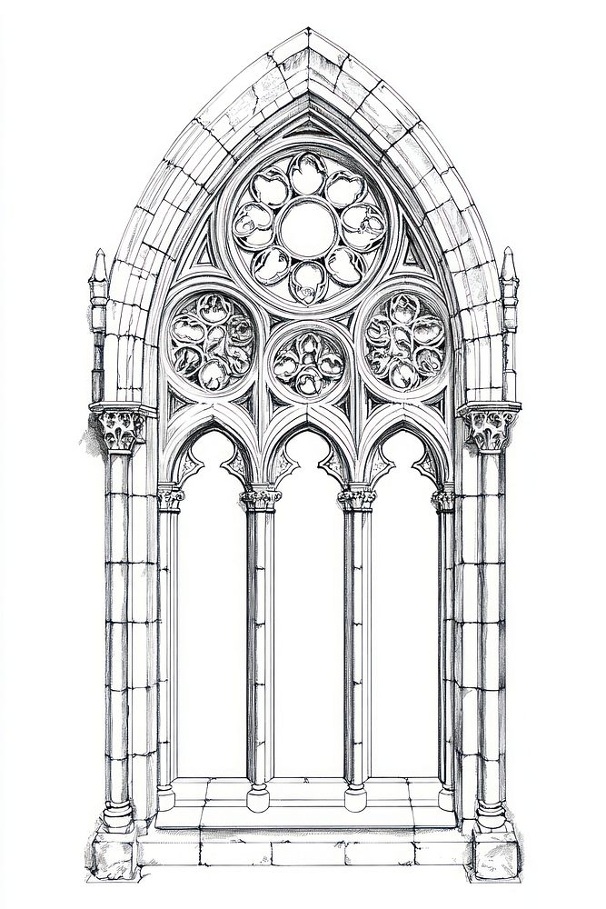 Church window drawing arch architectural. | Free Photo Illustration ...