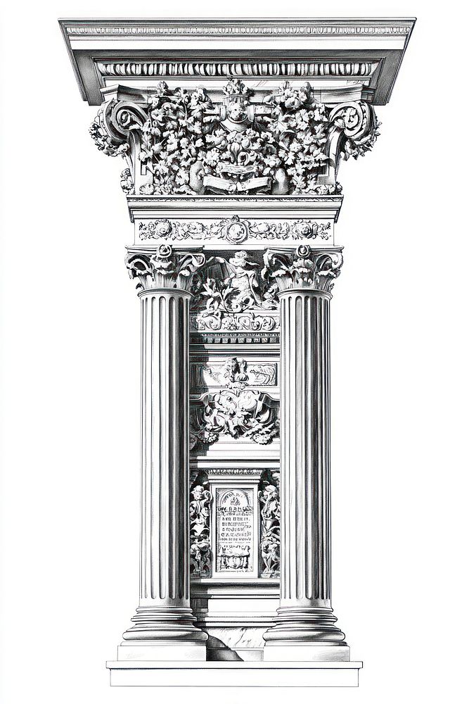 Renaissance pillar drawing architectural architecture. | Free Photo ...