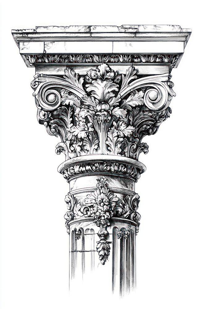 Renaissance pillar drawing art architectural. | Free Photo Illustration ...