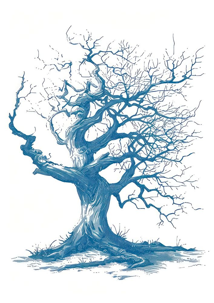 Tree drawing blue art. | Free Photo Illustration - rawpixel