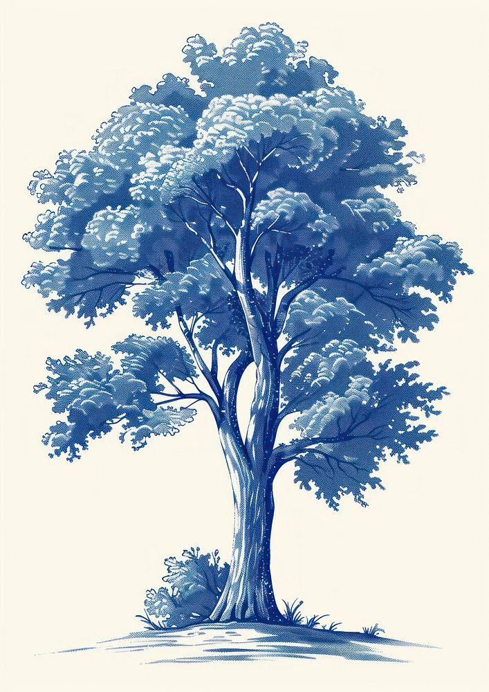Tree drawing blue art. | Free Photo Illustration - rawpixel