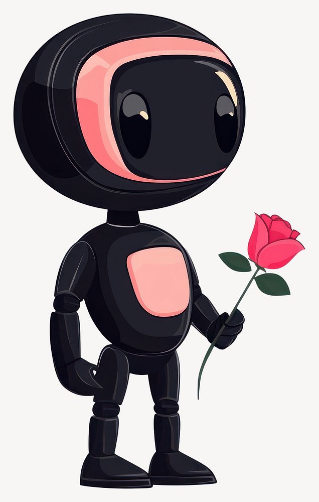 Black Robot robot rose illustration | Free Vector - rawpixel