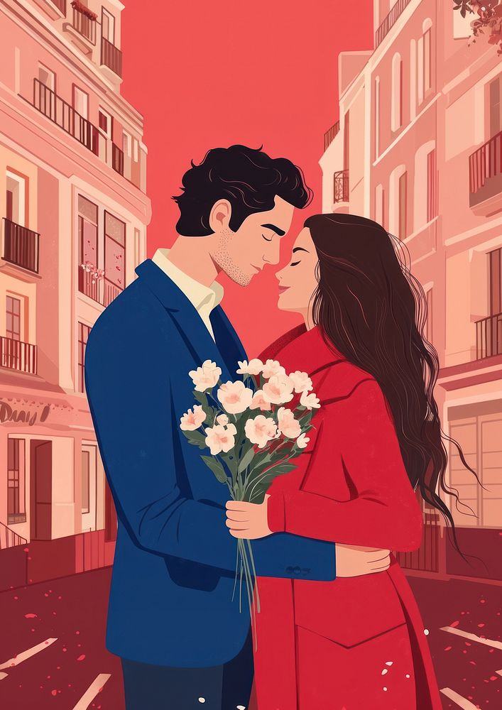 Flower graphics romantic couple. | Free Photo Illustration - rawpixel