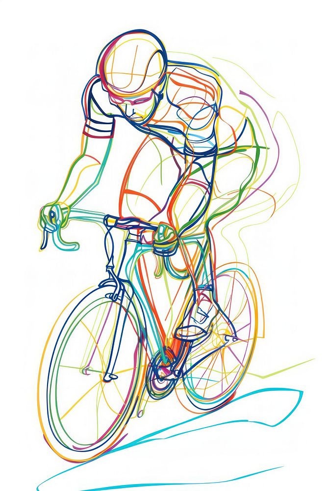 Line drawing cycling player art | Free Photo Illustration - rawpixel