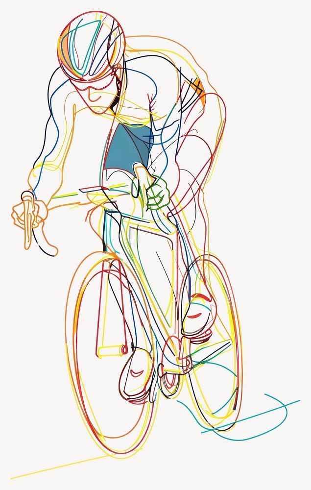 Line drawing cycling player art | Premium Vector - rawpixel