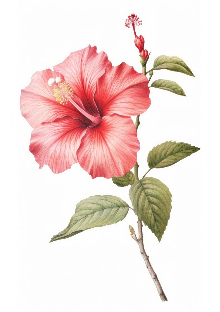 Hibiscus branch hibiscus illustration botanical. | Free Photo ...