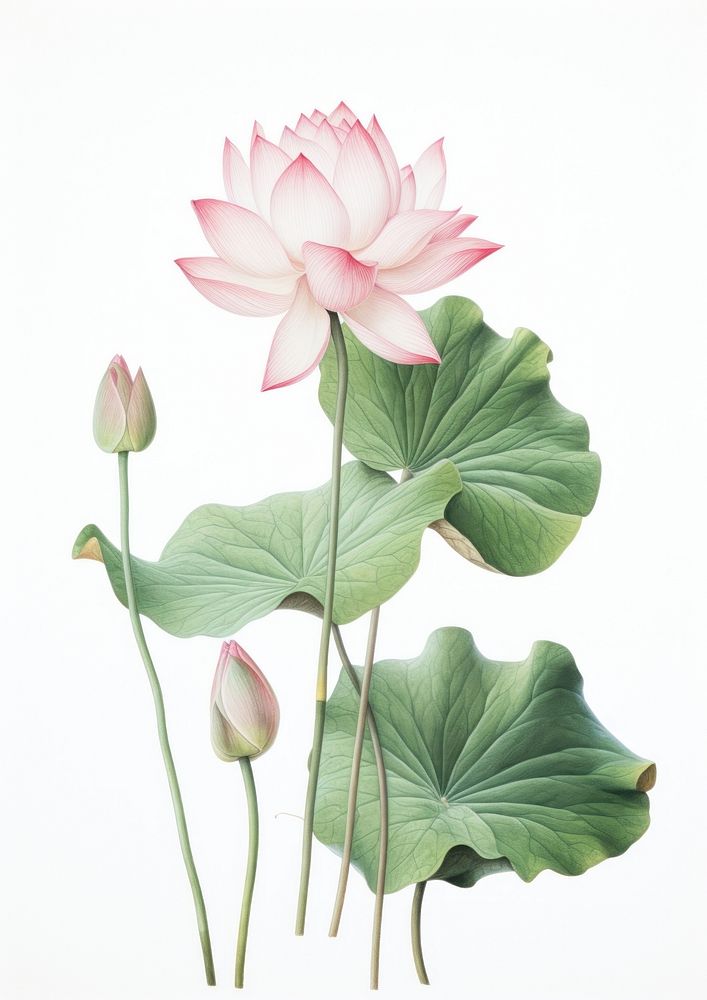 Lotus branch art illustration botanical | Free Photo Illustration ...