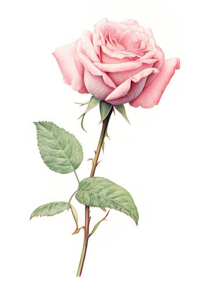 Soft pink rose branch illustration | Free Photo Illustration - rawpixel
