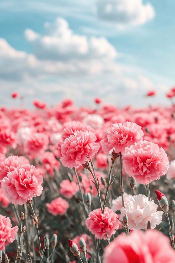 Carnation flower fields carnation sky | Free Photo - rawpixel