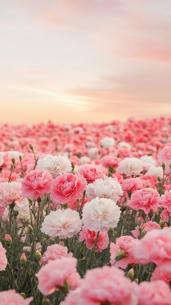 Carnation flower fields carnations sky | Free Photo - rawpixel