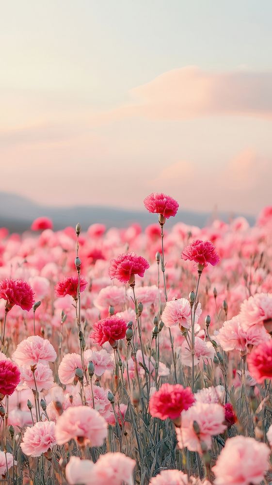 Carnation flower fields carnations sky | Free Photo - rawpixel