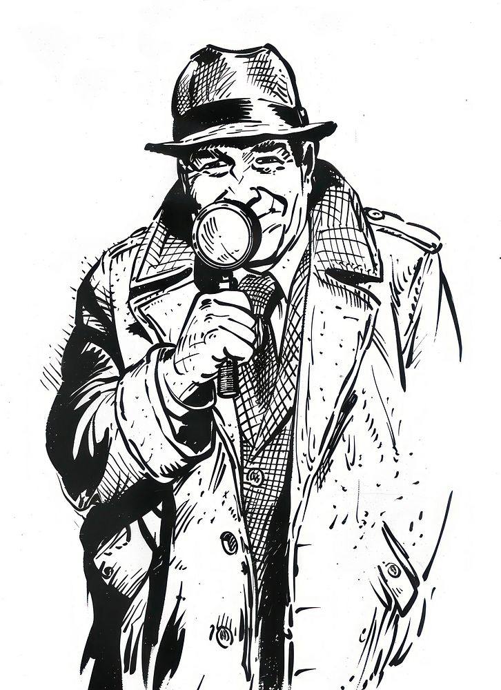 Happy detective full body illustration | Free Photo Illustration - rawpixel