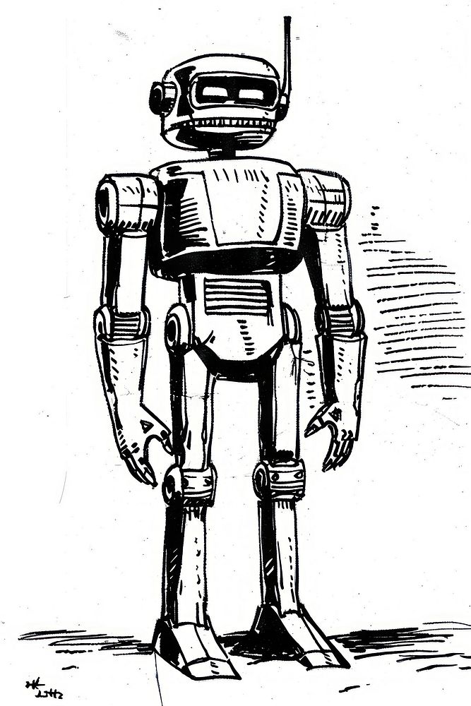 Robot full body illustration vintage | Free Photo Illustration - rawpixel