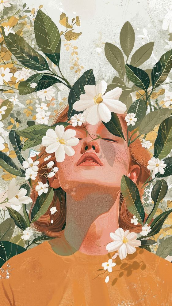 Spring flowers postcard illustration leaves | Free Photo Illustration ...