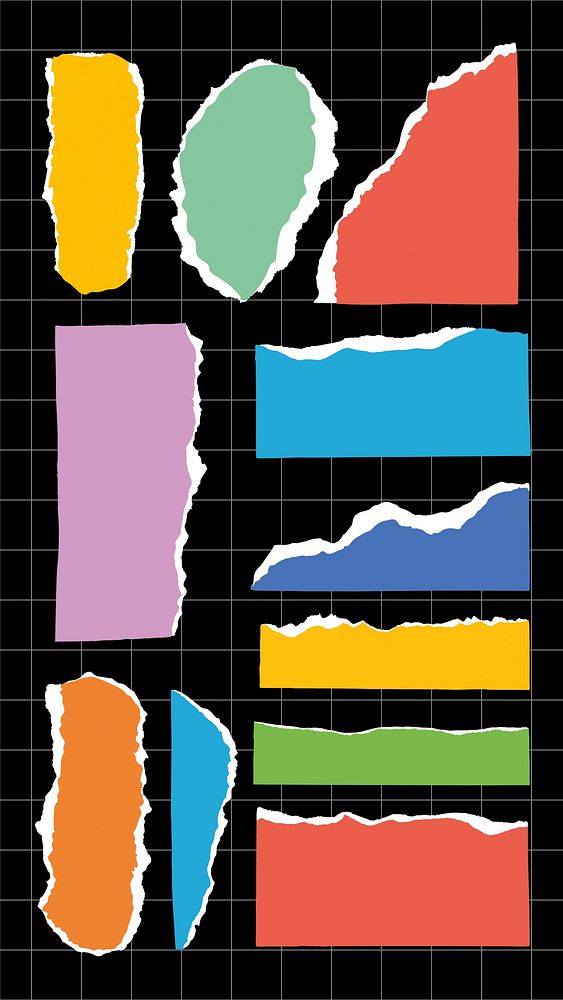 Colorful torn paper scraps black | Free Vector - rawpixel