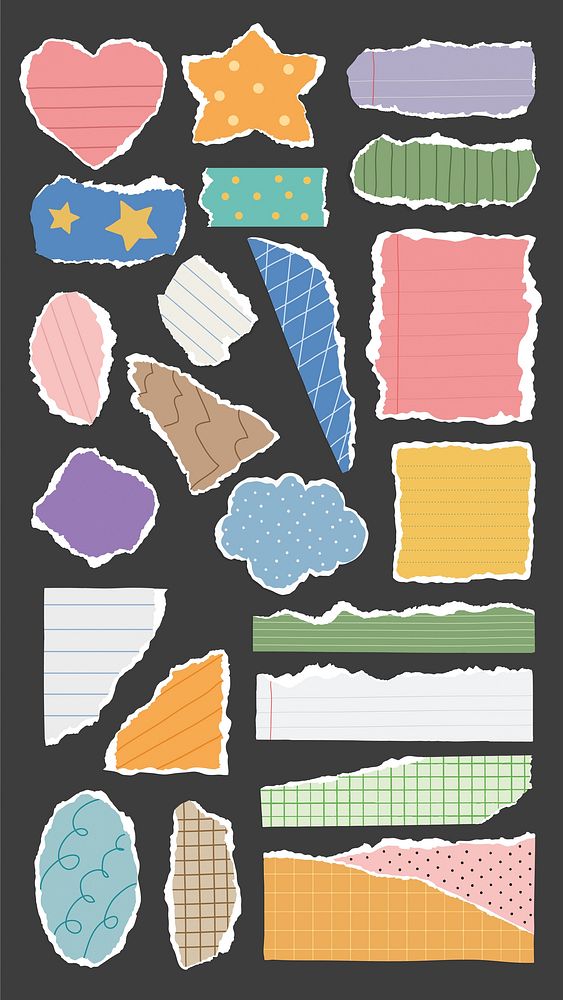 Colorful torn paper notes various | Free Vector - rawpixel