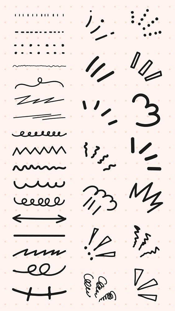Set hand-drawn doodle lines and | Premium Vector - rawpixel