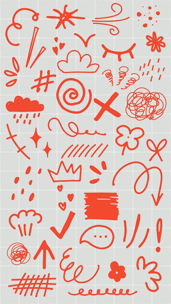 Red doodles grid background. Doodles | Premium Vector - rawpixel