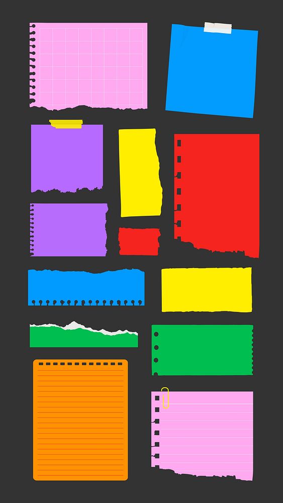 Colorful torn paper notes various | Free Vector - rawpixel