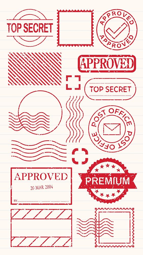 Collection red rubber stamps featuring | Free Vector - rawpixel