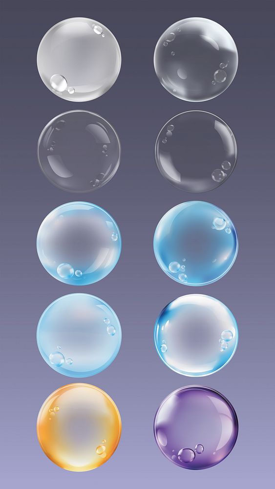 Set colorful, glossy bubbles various | Free Vector - rawpixel