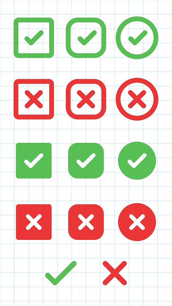 Green check marks and red | Free Vector - rawpixel