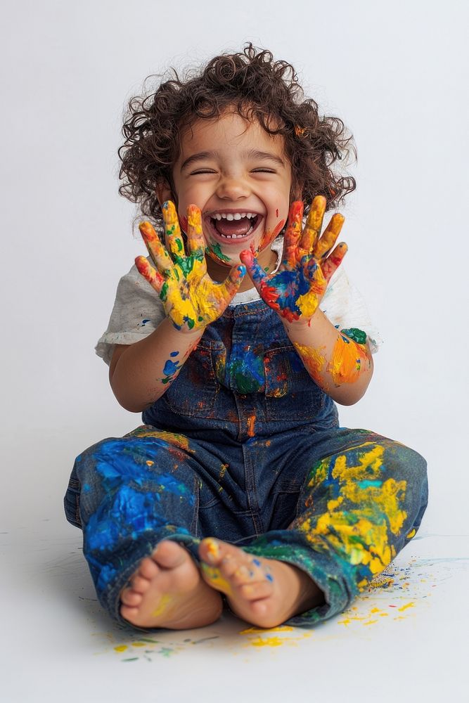 Girl paint happy hands colorful | Free Photo - rawpixel