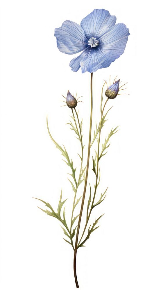 Flaxseed stem flower illustration botanical | Free Photo Illustration ...