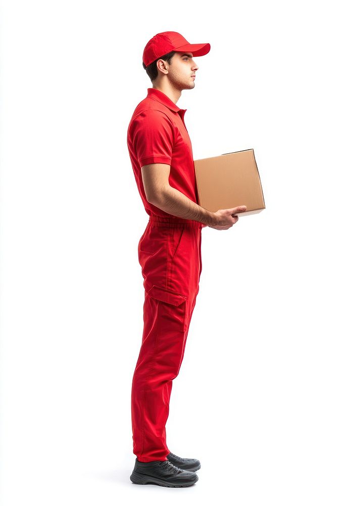 Delivery man standing waiting cardboard | Free Photo - rawpixel