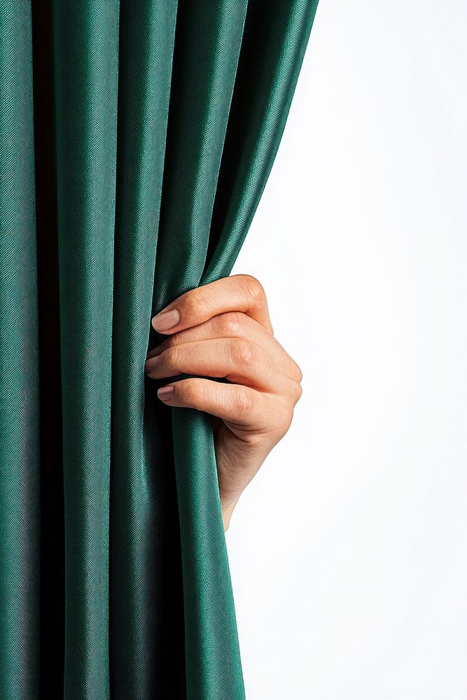 Hand open green curtain interior | Free Photo - rawpixel