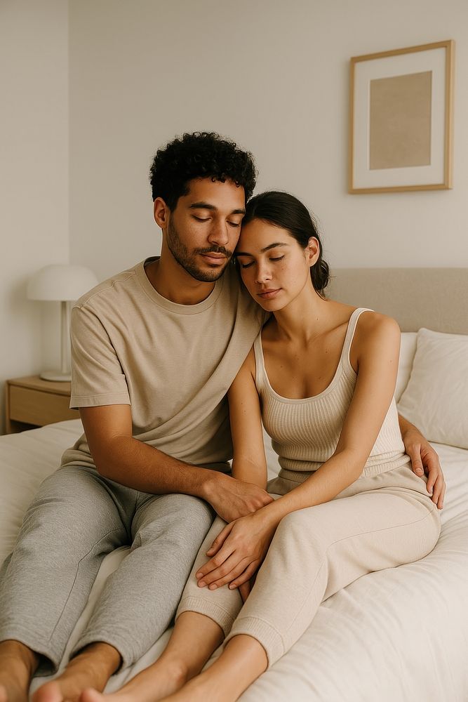 Peaceful couple embracing tranquility. | Free Photo - rawpixel