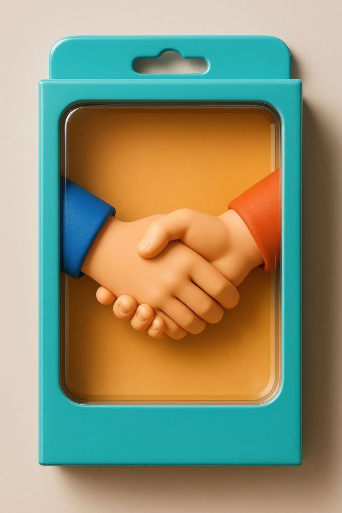 Handshake in toy packaging | Free Photo Illustration - rawpixel