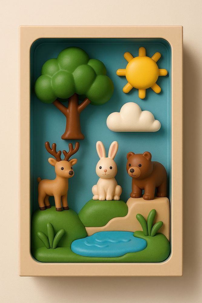 Playful forest animals scene | Free Photo Illustration - rawpixel
