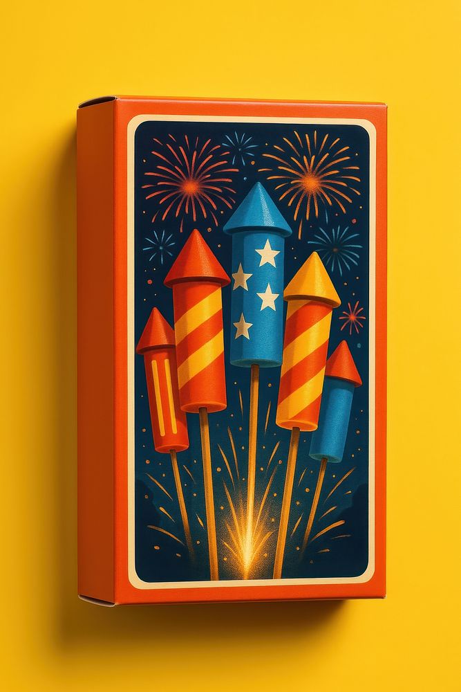 Colorful fireworks rocket packaging. | Free Photo Illustration - rawpixel
