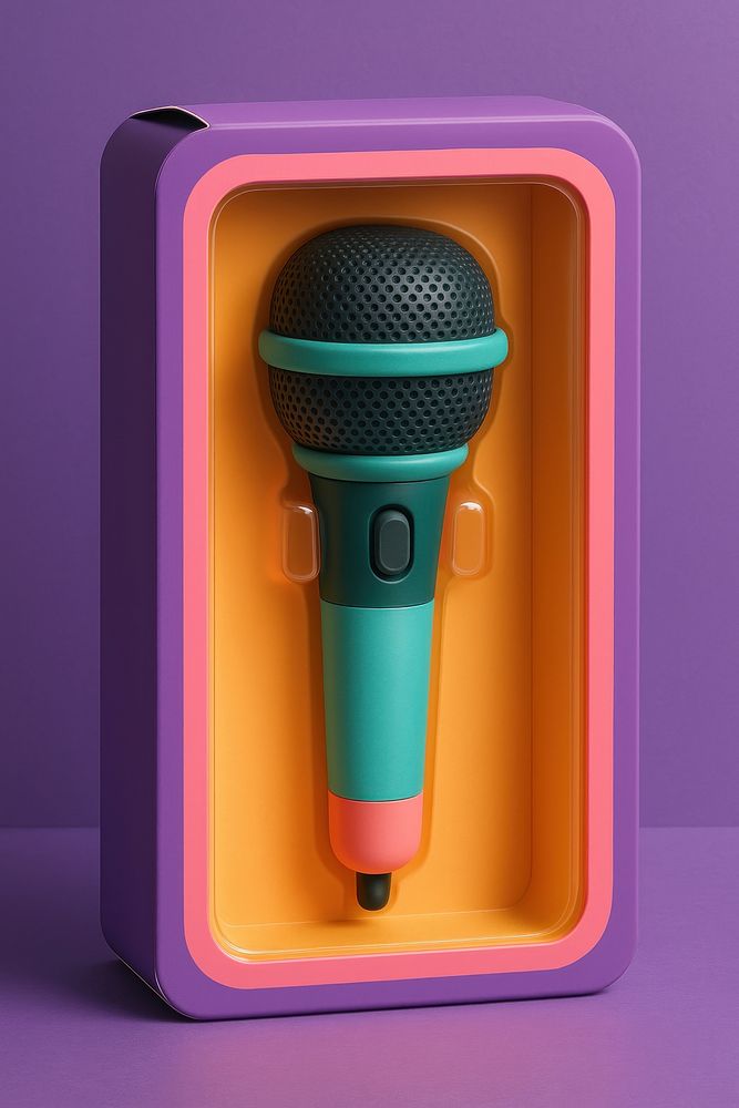 Colorful microphone in packaging | Free Photo Illustration - rawpixel