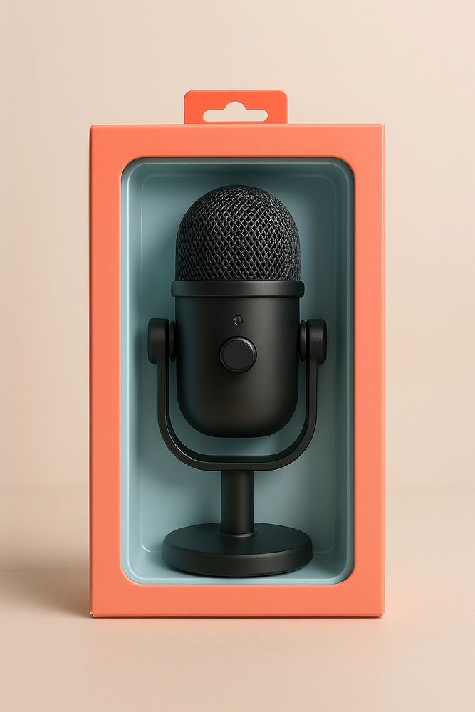 Sleek microphone packaging design. | Free Photo Illustration - rawpixel
