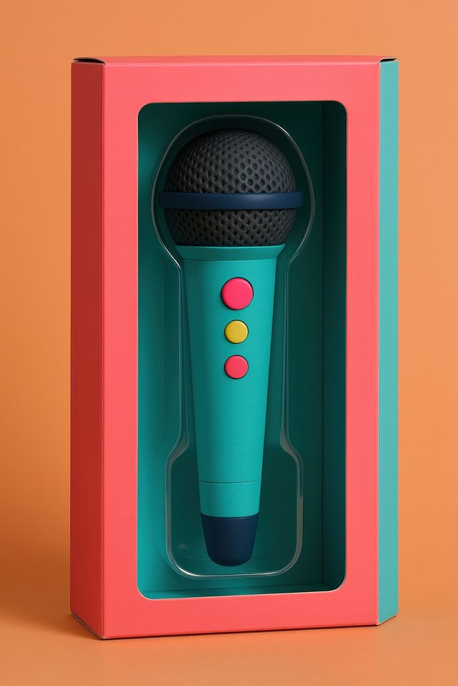 Colorful microphone toy packaging. | Free Photo Illustration - rawpixel