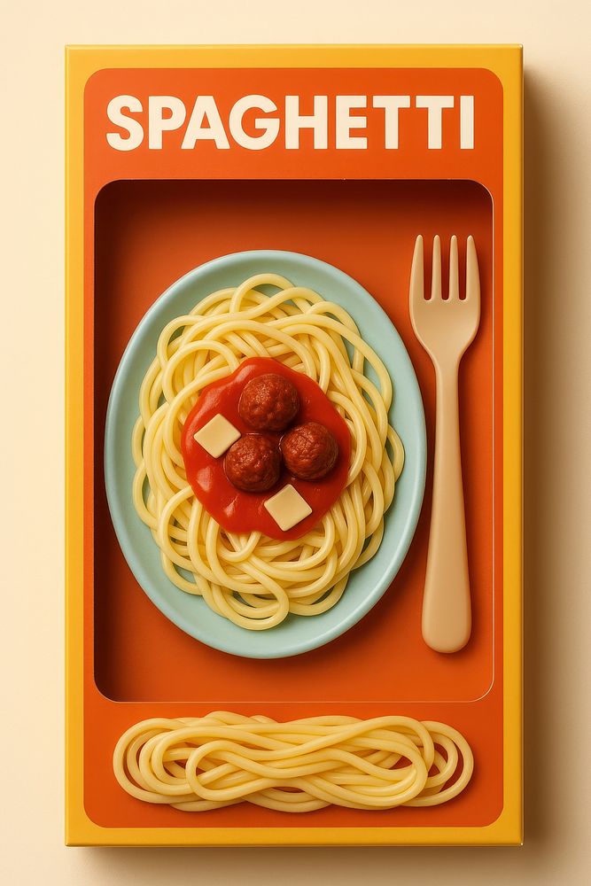 Playful spaghetti packaging design. | Free Photo - rawpixel