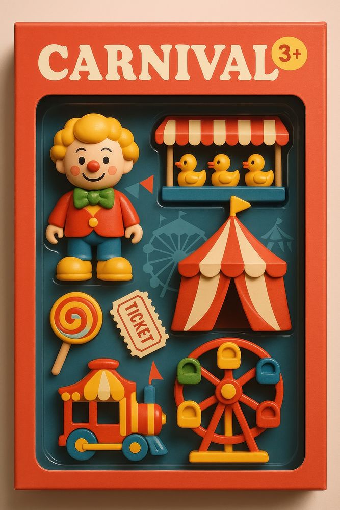 Colorful carnival toy set illustration | Free Photo - rawpixel
