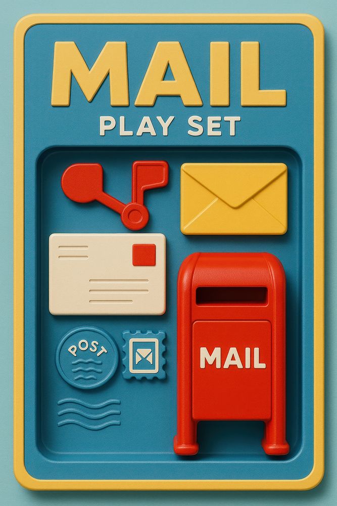 Colorful mail-themed play set illustration. | Free Photo - rawpixel